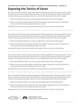 Lesson 22 Teacher Material: Protecting Ourselves against the False ...