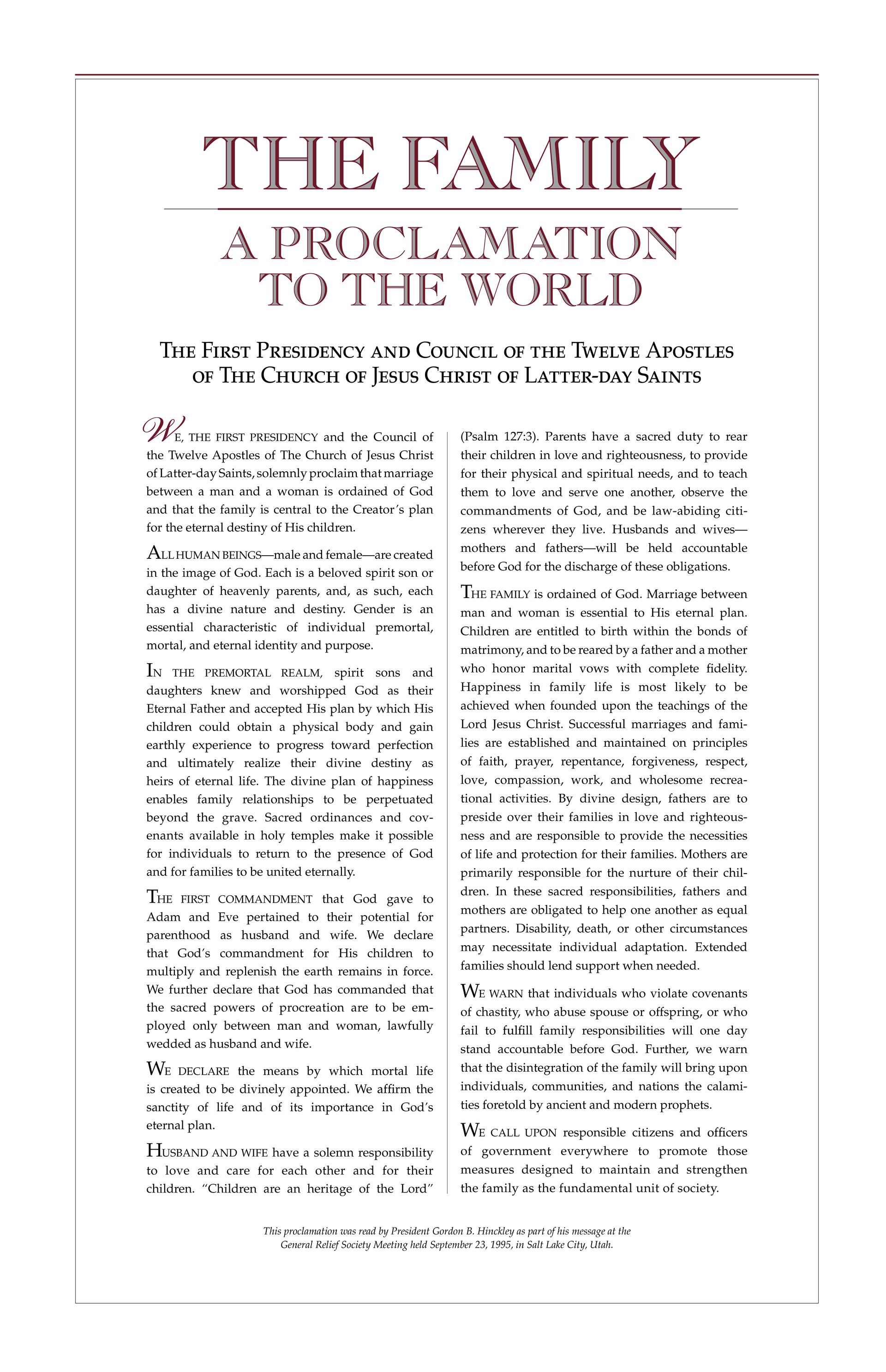 The Family: A Proclamation to the World